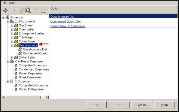 Using the Organizer Questionnaire in Lacerte